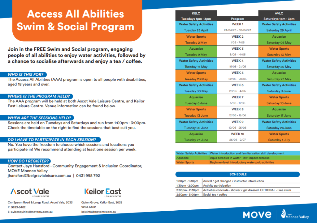 Access All Abilities Swim & Social Program – (Tues & Sat 1pm-3pm)