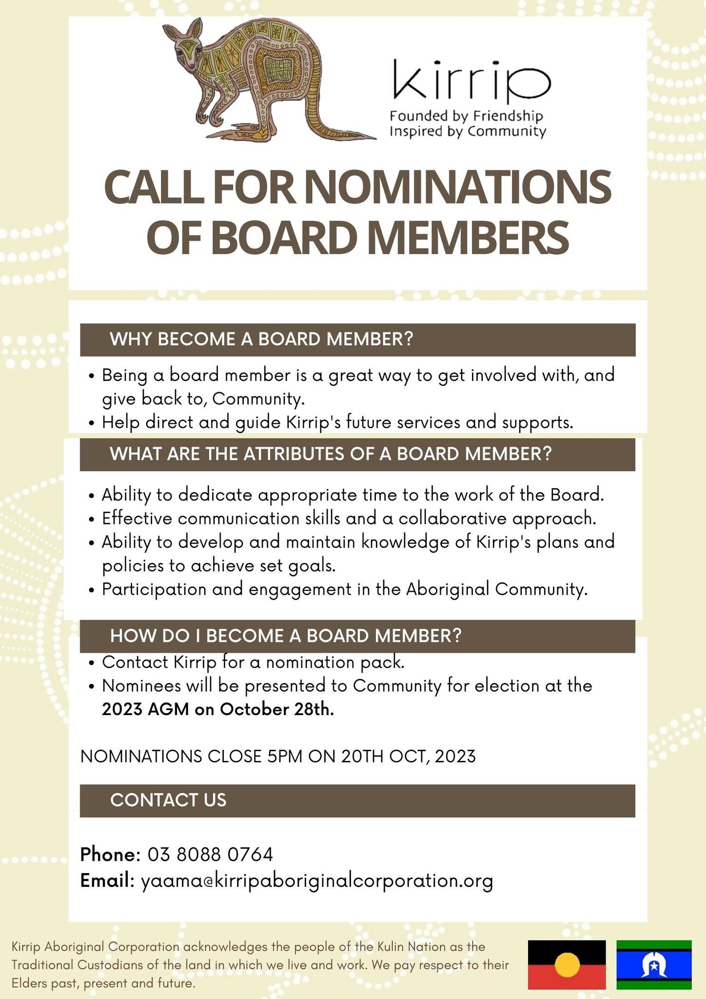 Kirrip – Call For Nominations of Board Members | Deadly Western Connections