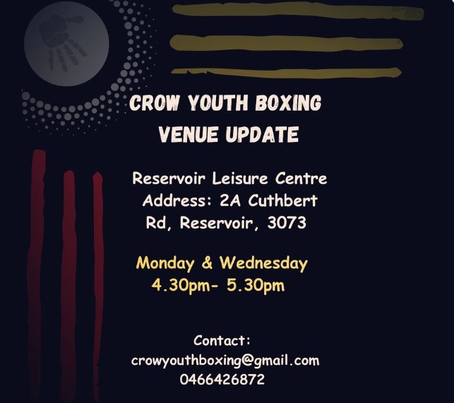 Crow Youth Boxing Venue Update – Monday & Wednesday